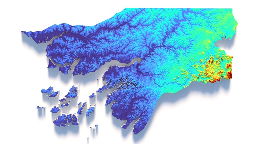 Guinea Bissau Terrain Map 3D model - Download Landscapes on 3DModels.org