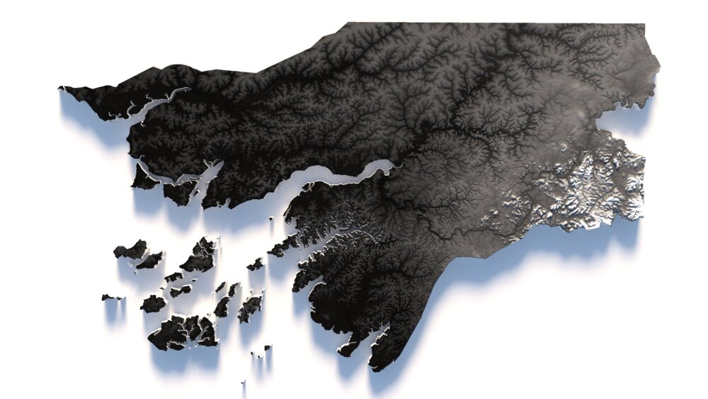 Guinea Bissau Terrain Map 3D model - Download Landscapes on 3DModels.org