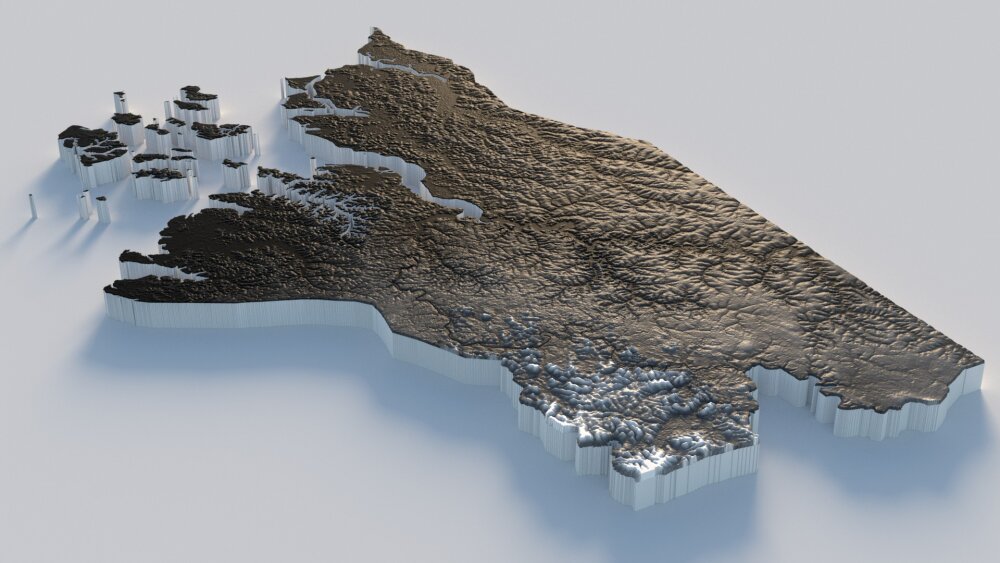 Guinea Bissau Terrain Map 3D model - Download Landscapes on 3DModels.org