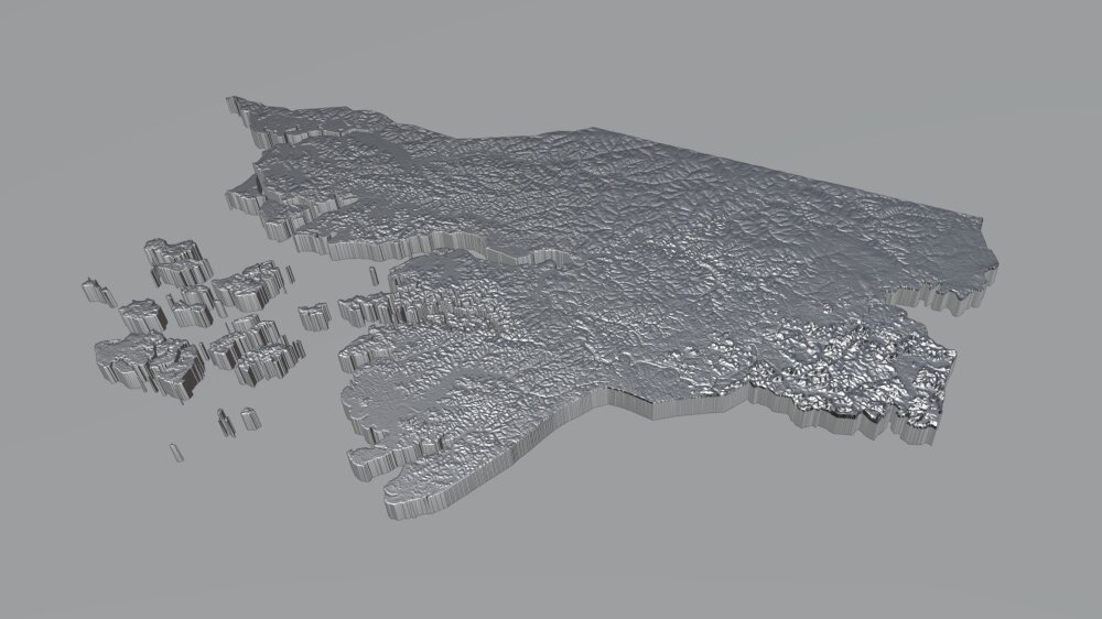 Guinea Bissau Terrain Map 3D model - Download Landscapes on 3DModels.org