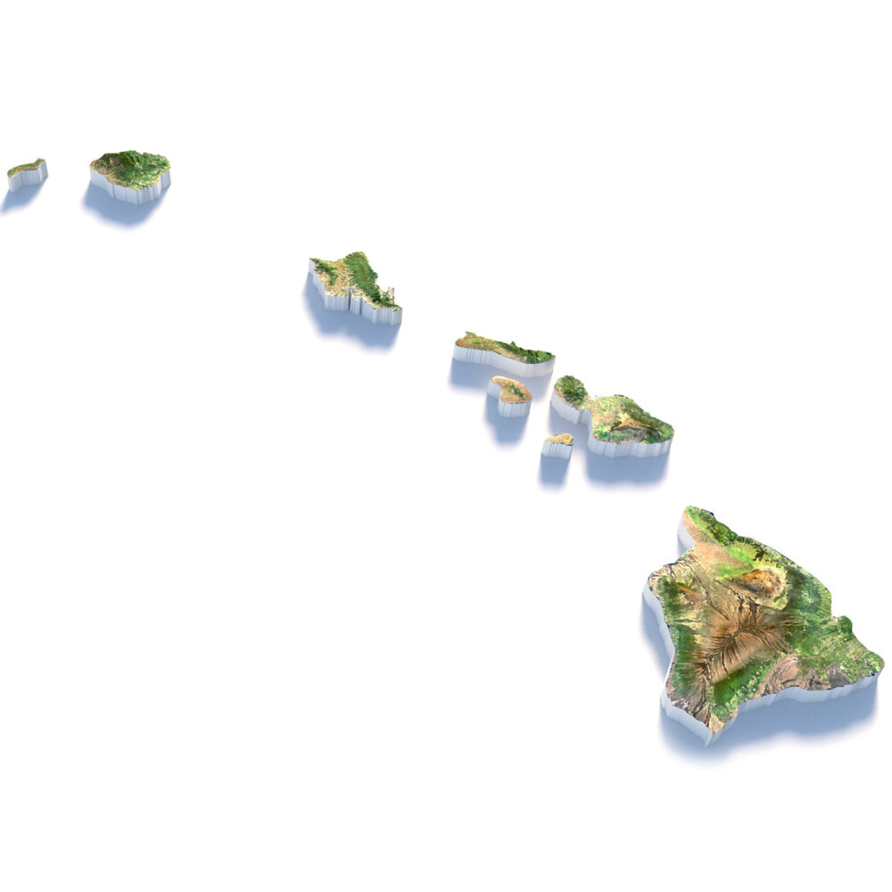 Hawaii Terrain Map 3D model - Download Landscapes on 3DModels.org