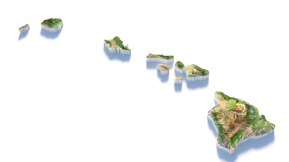 Hawaii Terrain Map 3D model - Download Landscapes on 3DModels.org