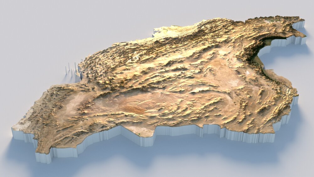 Iran Terrain Map 3D model - Download Landscapes on 3DModels.org