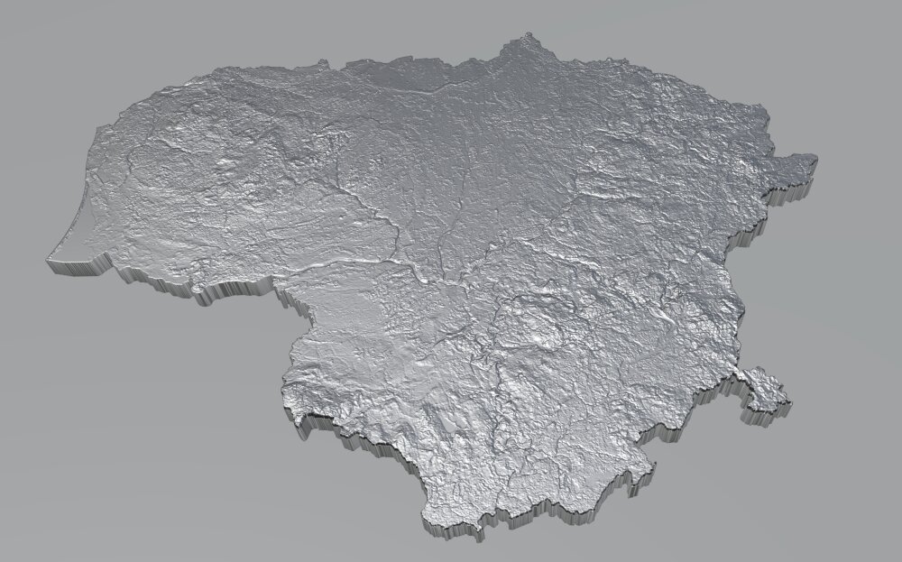 Lithuania Lietuva Terrain Map 3D model - Download Landscapes on ...