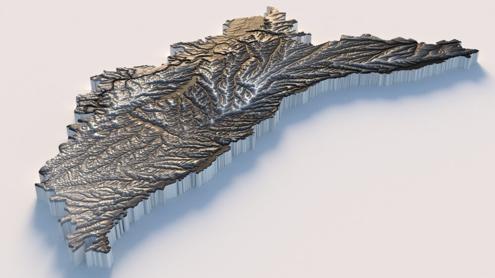 Moldova Terrain Map 3D model - Download Landscapes on 3DModels.org