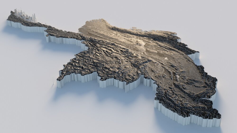 Myanmar Terrain Map 3D model - Download Landscapes on 3DModels.org