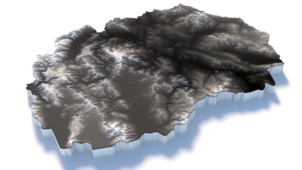 North Macedonia Terrain Map 3D model - Download Landscapes on 3DModels.org