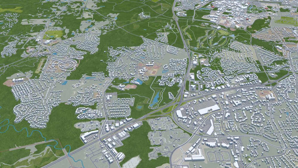 Durham North Carolina USA 40km 3D model - Download City on 3DModels.org