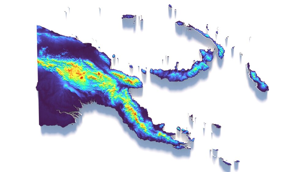 Papua New Guinea Terrain Map 3D-Modell - Herunterladen Landschaften on ...
