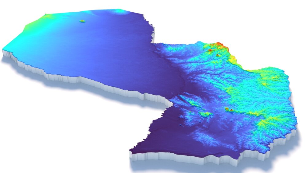 Paraguay Terrain Map 3D model - Download Landscapes on 3DModels.org