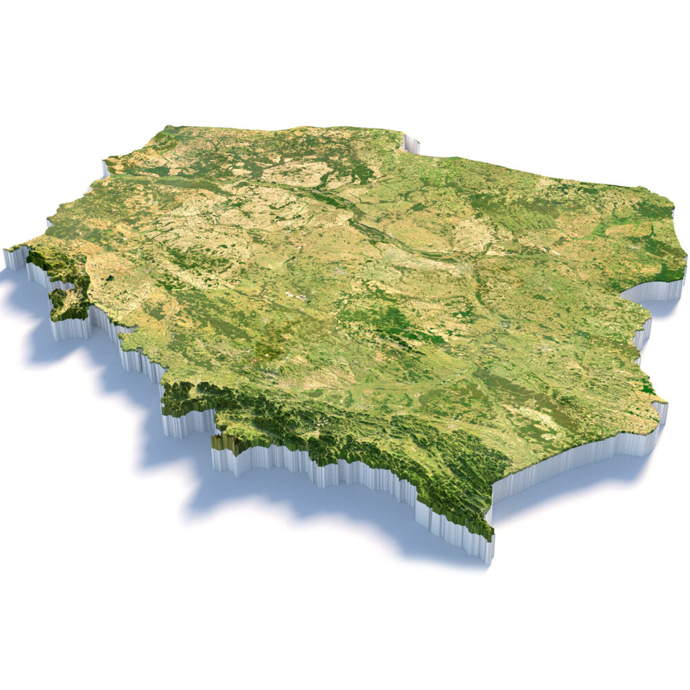 Poland Terrain Map 3D model - Download Landscapes on 3DModels.org