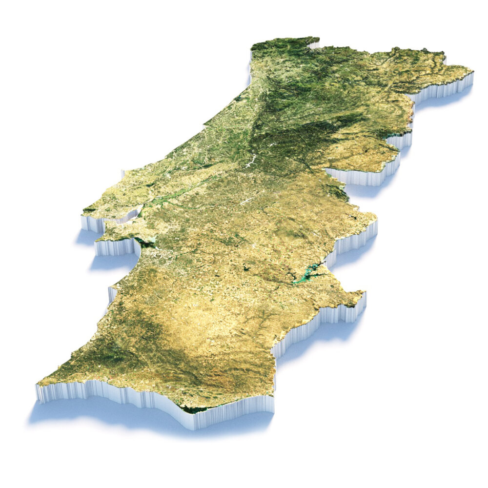 Portugal Terrain Map 3D model - Download Landscapes on 3DModels.org