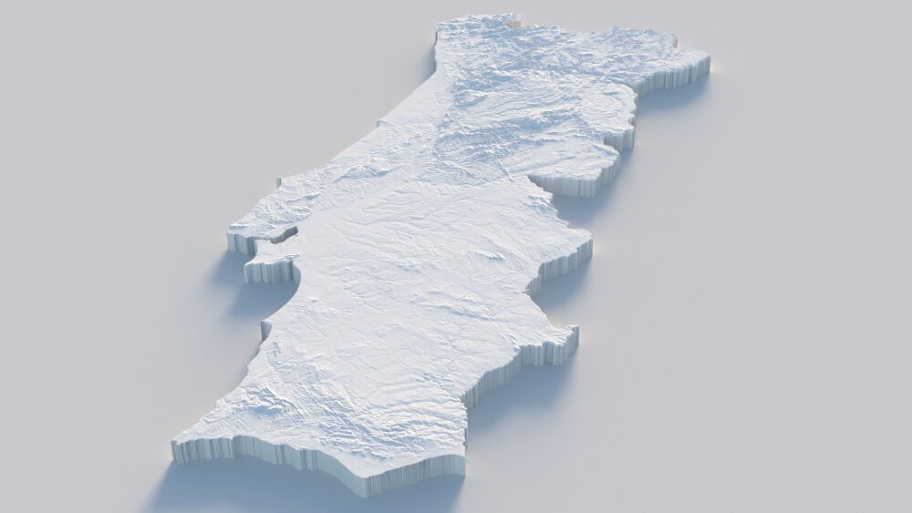 Portugal Terrain Map 3D model - Download Landscapes on 3DModels.org