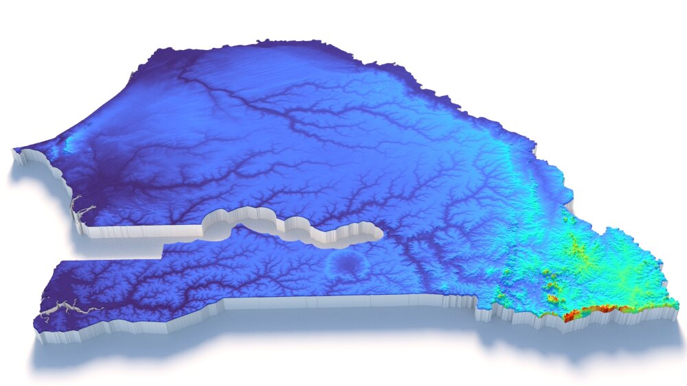 Senegal Terrain Map 3D model - Download Landscapes on 3DModels.org