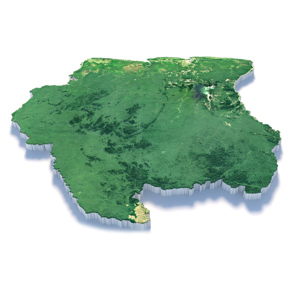 Suriname Terrain Map 3D model - Download Landscapes on 3DModels.org