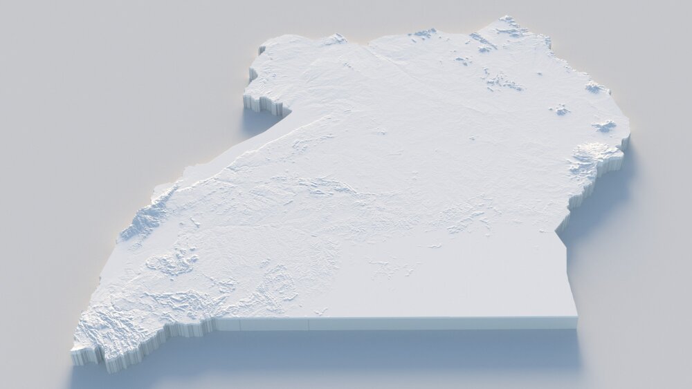 Uganda Terrain Map 3D model - Download Landscapes on 3DModels.org