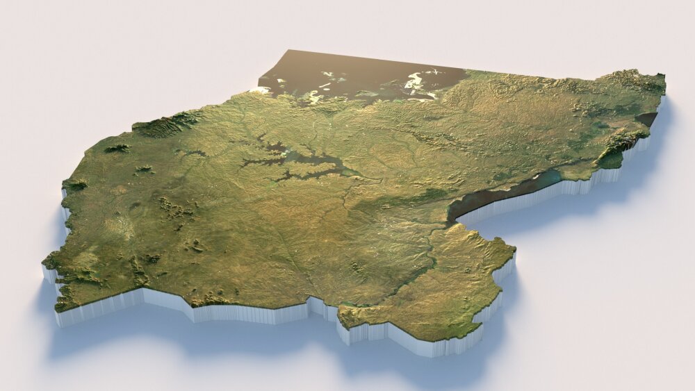 Uganda Terrain Map 3D model - Download Landscapes on 3DModels.org