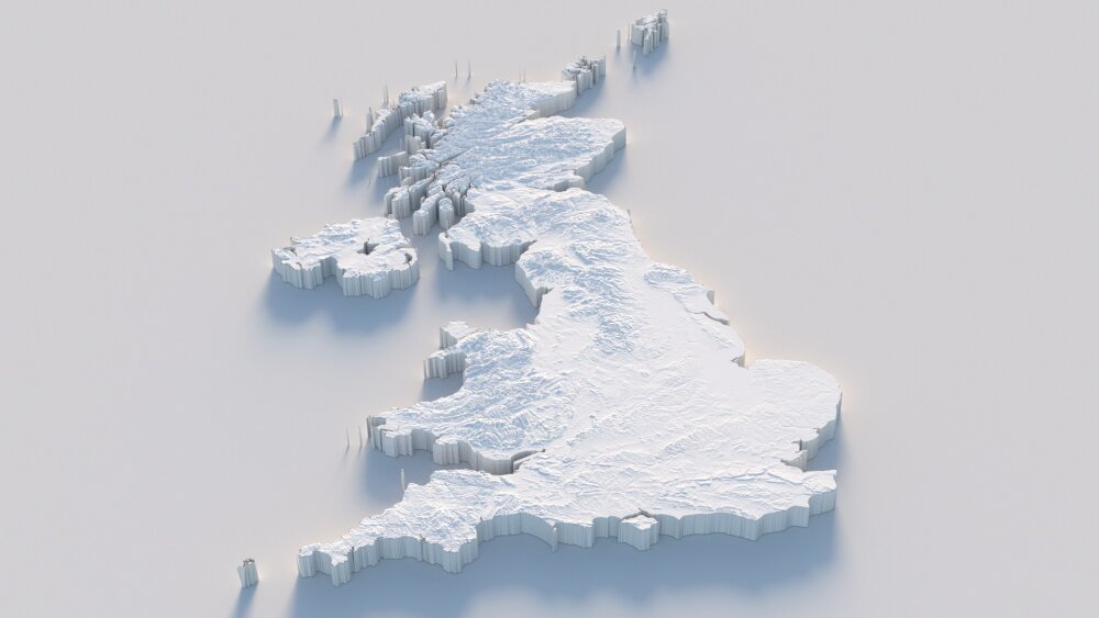 United Kingdom Terrain Map 3D model - Download Landscapes on 3DModels.org