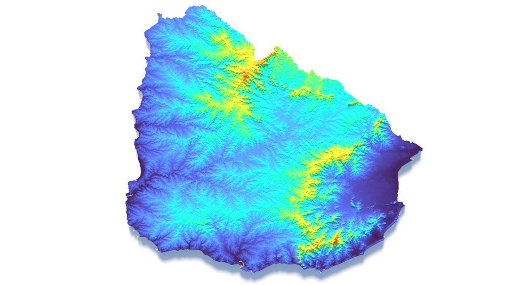 Uruguay Terrain Map 3D model - Download Landscapes on 3DModels.org