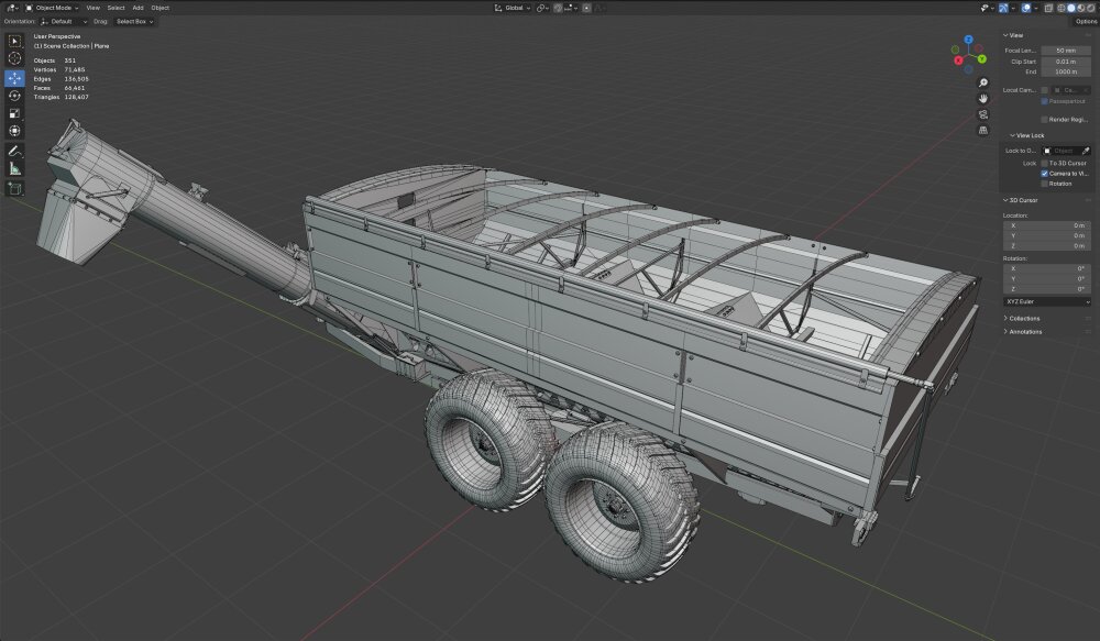 Brent 1596 Dual Auger Grain Cart Modèle 3D - Télécharger Trailer on ...