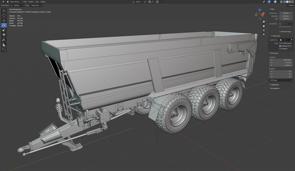 Joskin Trans Space 8000 Farm Trailer 3D model - Download Trailer on ...