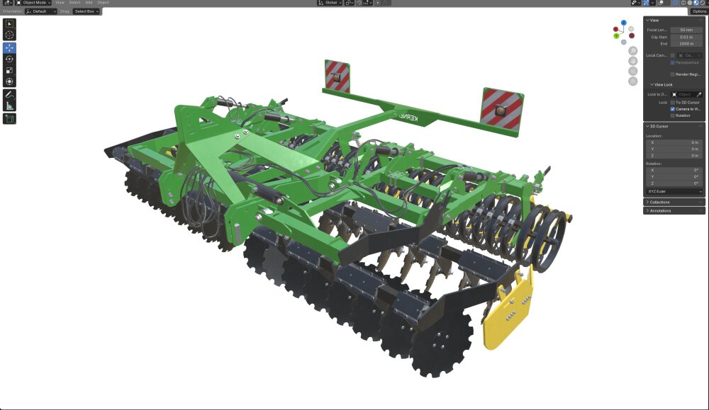 Kerner Helix H450 Trailed Disc Harrow 3D model - Download Trailer on ...