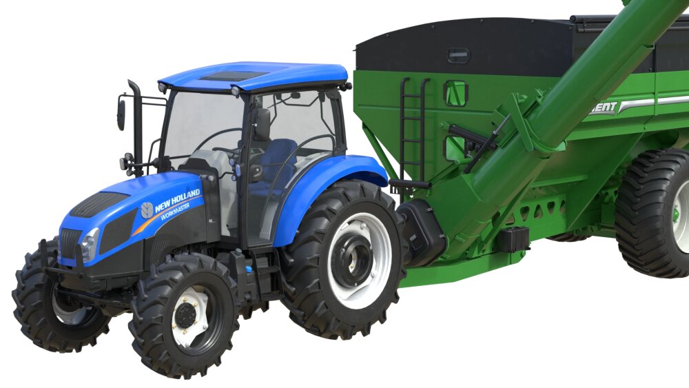New Holland Workmaster Tractor and Brent Cart 3D model - Download ...