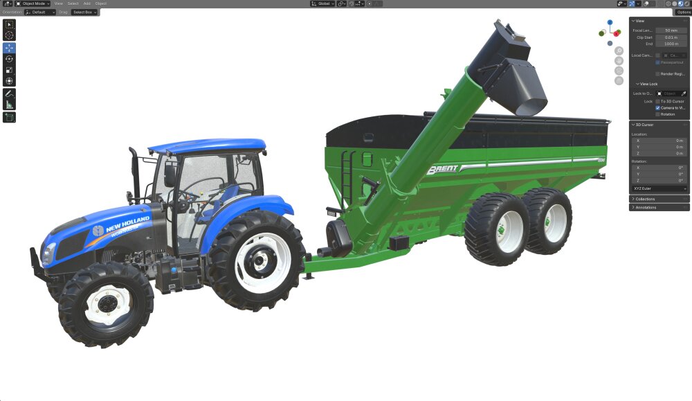 New Holland Workmaster Tractor and Brent Cart 3D model - Download ...