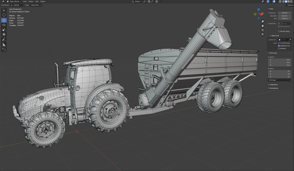 New Holland Workmaster Tractor and Brent Cart 3D model - Download ...