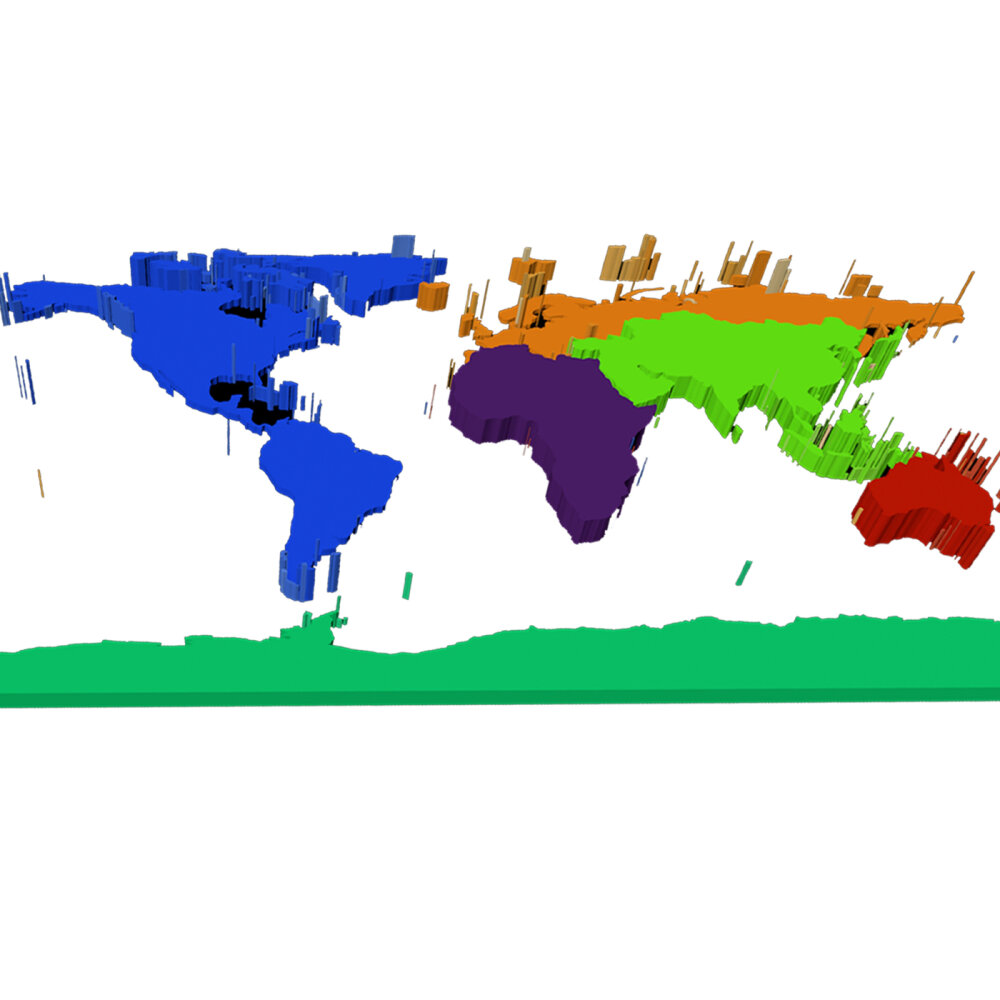 Map Continents Offset 3D model - Download City on 3DModels.org