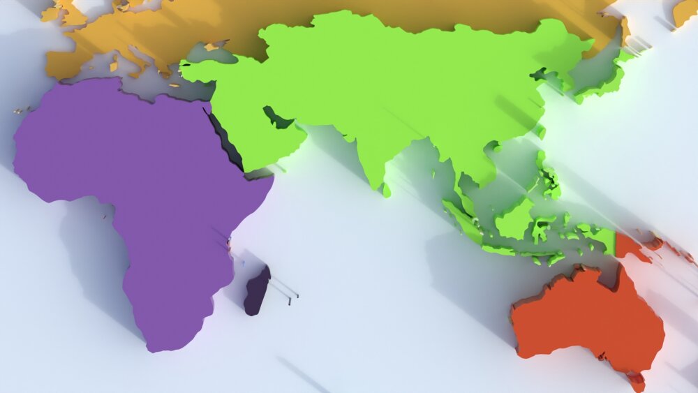 Map Continents Offset 3D model - Download City on 3DModels.org