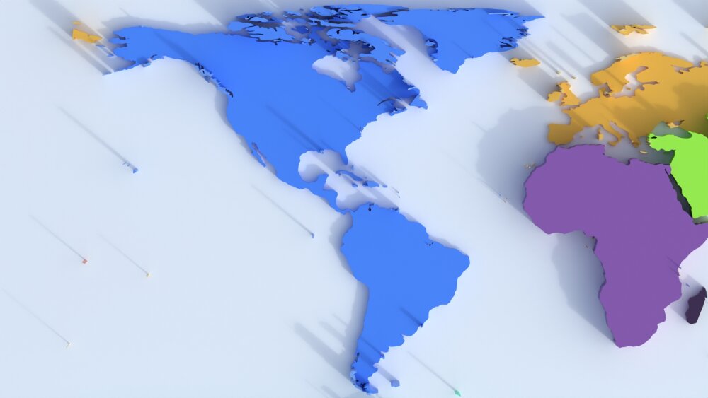 Map Continents Offset 3D model - Download City on 3DModels.org