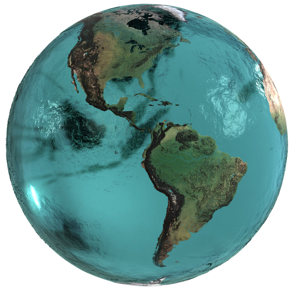 Earth Water Globe Contour Map Displaced 3D model - Download Planets on ...