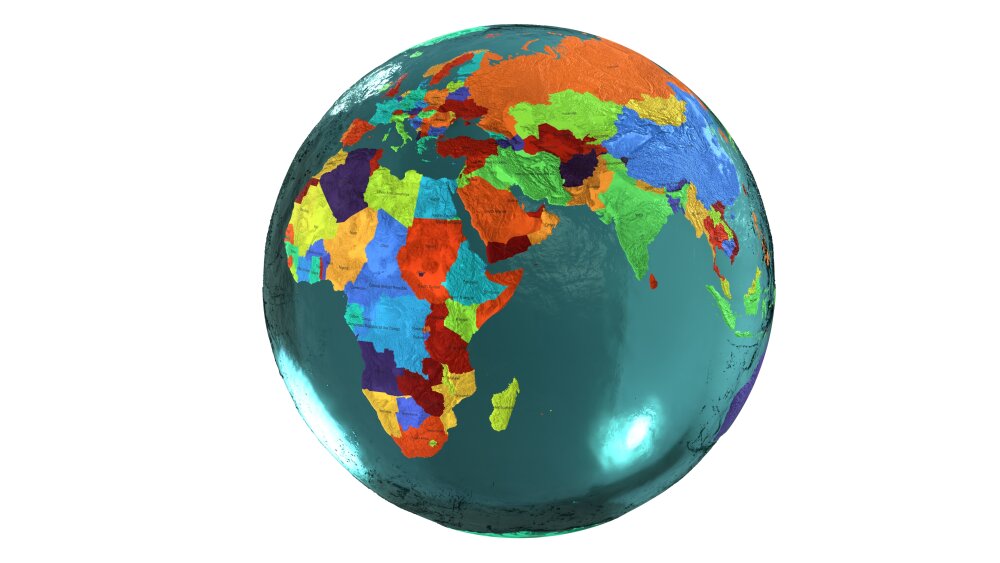 Earth Water Globe Countries with Names Displaced 3D model - Download ...