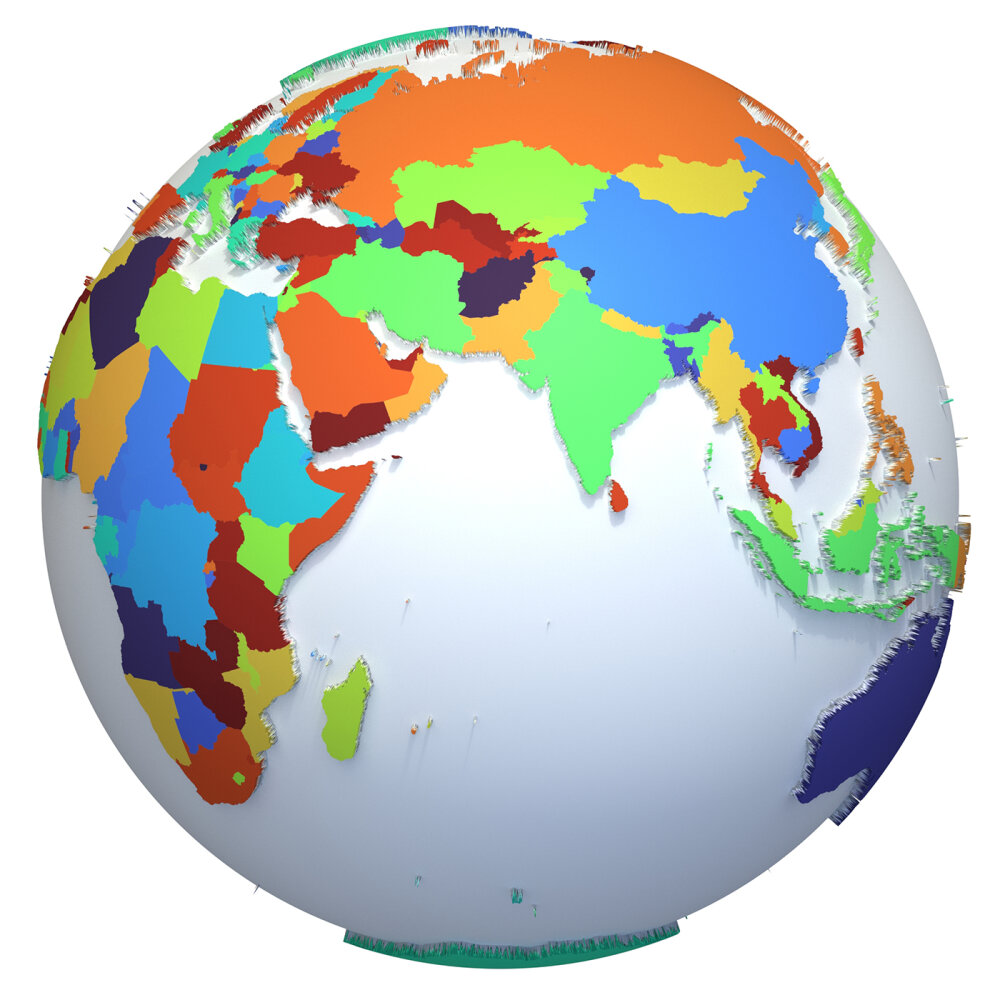 Earth Countries Globe Without Water 3D model - Download Landscapes on ...