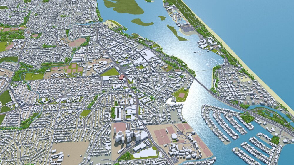 Gold Coast Tweed Heads in Australia 80km 3D model - Download City on ...