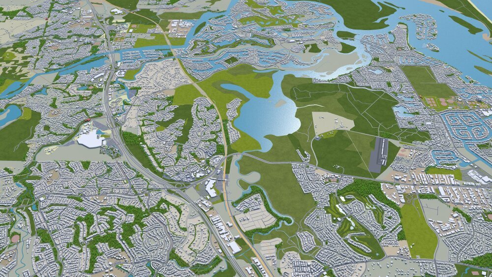 Gold Coast Tweed Heads in Australia 80km 3D model - Download City on ...