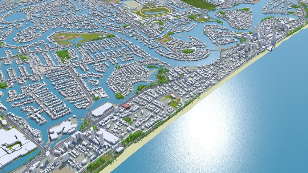 Gold Coast Tweed Heads in Australia 80km 3D model - Download City on ...