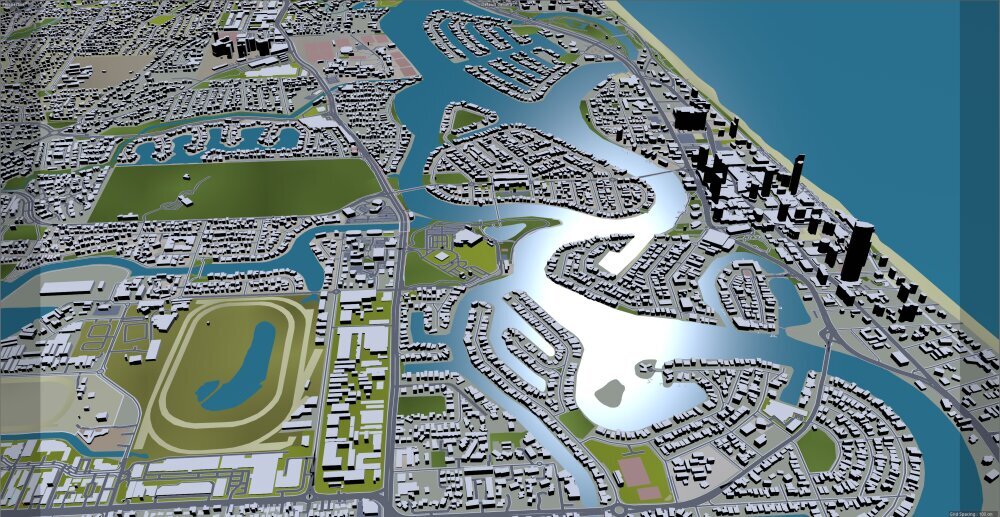 Gold Coast Tweed Heads in Australia 80km 3D model - Download City on ...