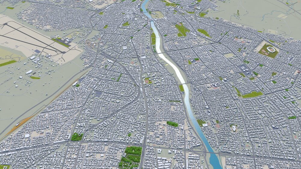 Kirkuk Iraq 50km 3D model - Download City on 3DModels.org