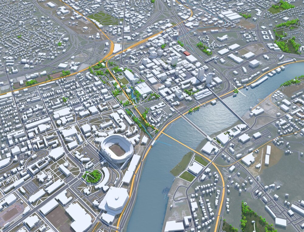 Knoxville City Tennessee USA 100km 3D model - Download City on 3DModels.org