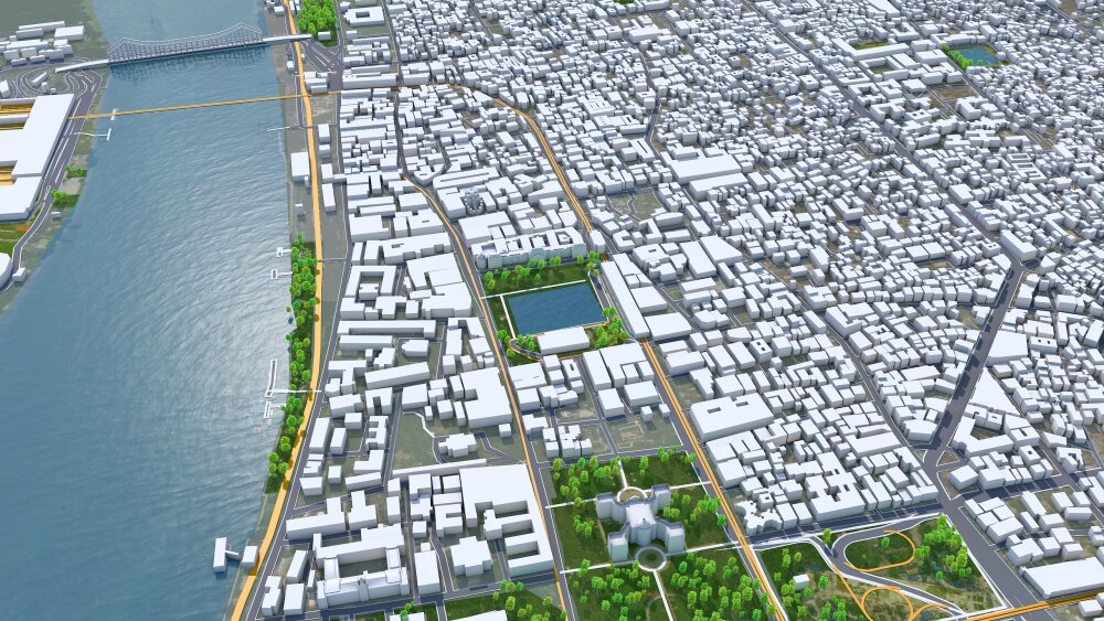 Kolkata City West Bengal India 100km 3D model - Download City on ...