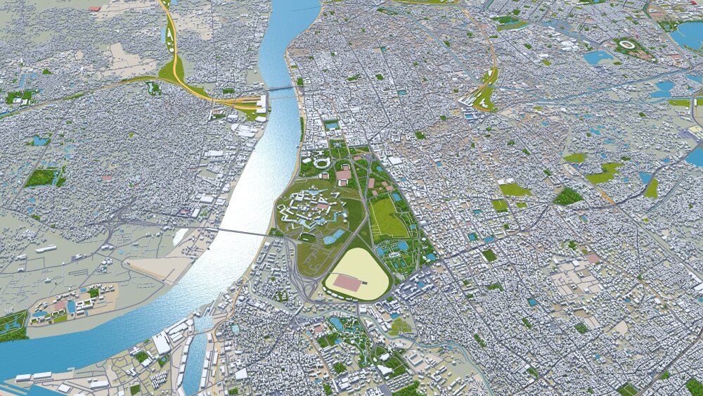 Kolkata City West Bengal India 100km Modèle 3D - Télécharger Villes on ...
