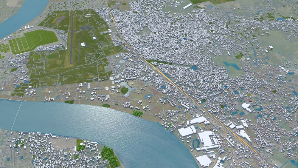コルカタ市 西ベンガル インド 100km 3Dモデル - ダウンロード 大都市 on 3DModels.org