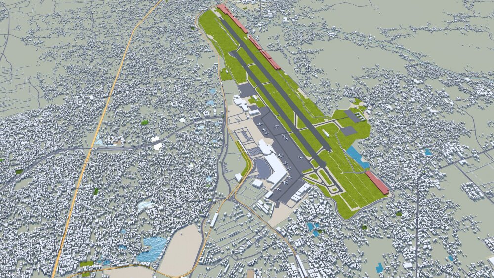 Kolkata City West Bengal India 100km 3D model - Download City on ...