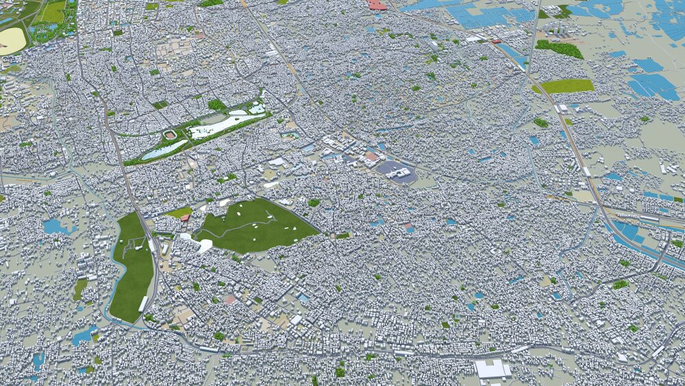 Kolkata City West Bengal India 100km 3D model - Download City on ...