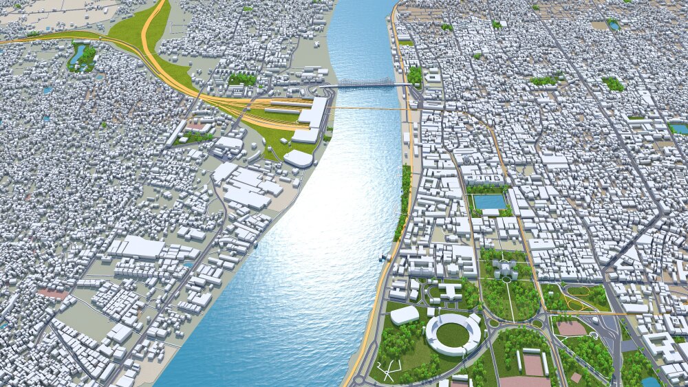 Kolkata City West Bengal India 100km 3D model - Download City on ...