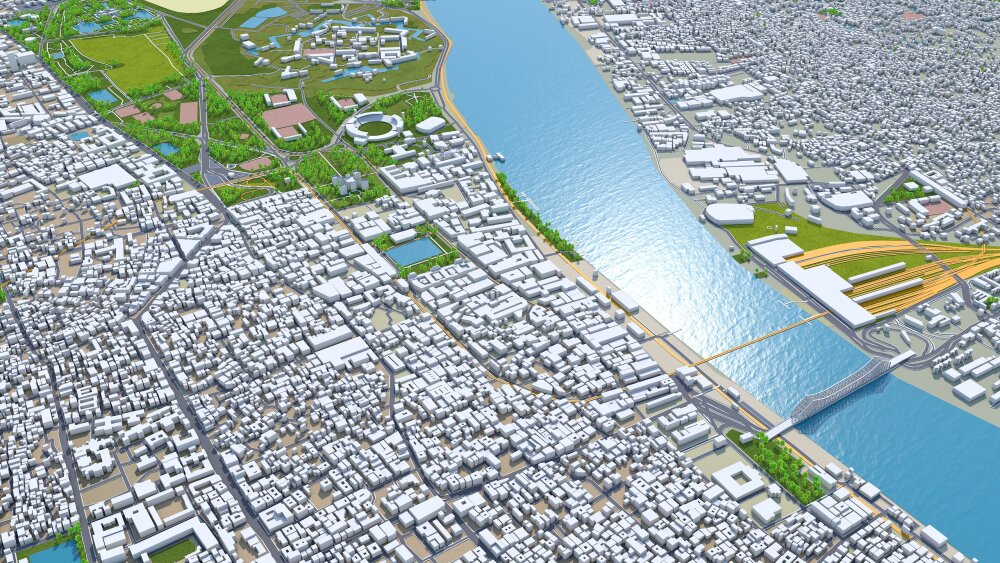Kolkata City West Bengal India 100km Modèle 3D - Télécharger Villes on ...