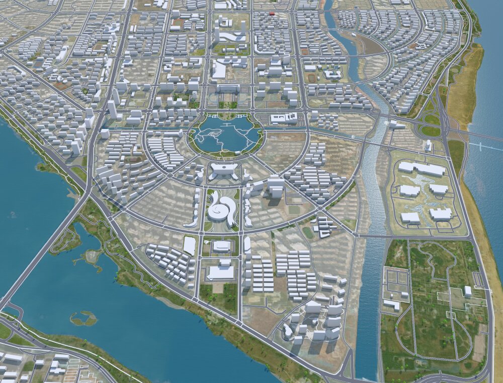 Linyi Shandong China 70km 3D model - Download City on 3DModels.org