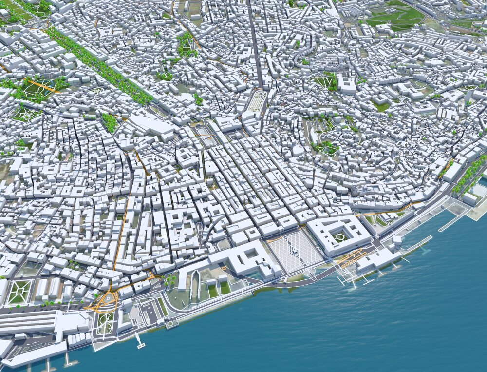 Lisbon Portugal 40km 3D model - Download City on 3DModels.org